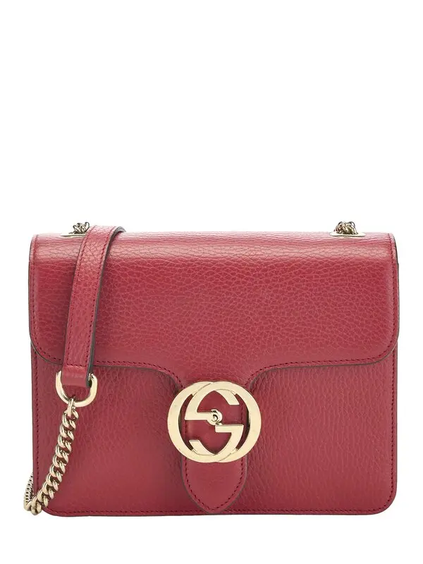 Gucci Leather Interlocking Crossbody - Red