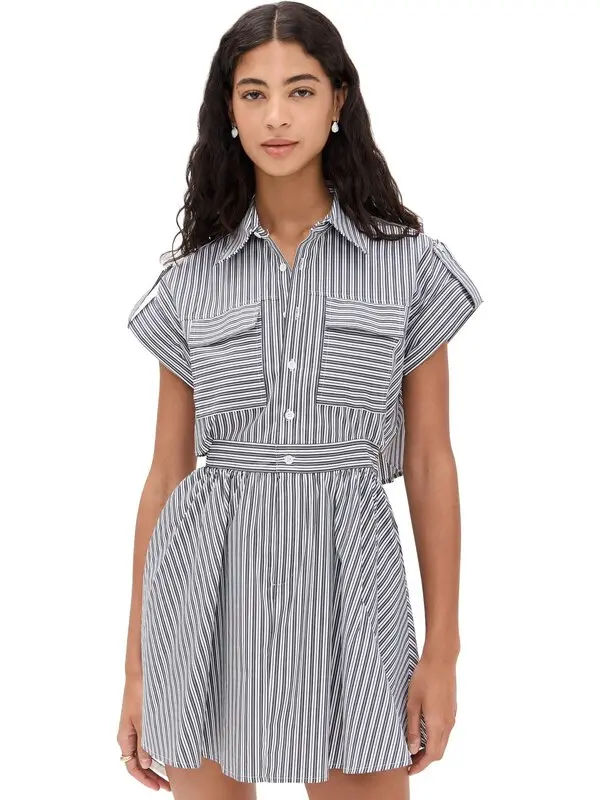 O.P.T Rowe Striped Shirt Dress - Black White Stripe