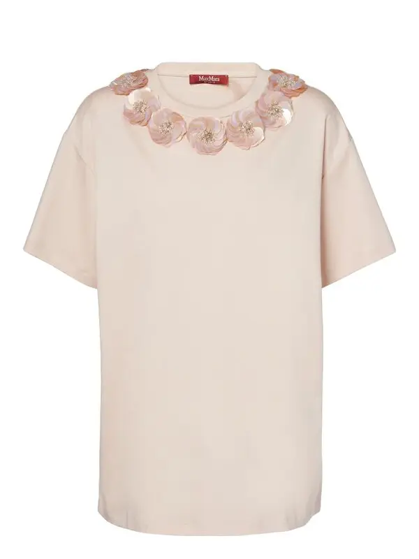 Max Mara Embellished Jersey Top - Beige
