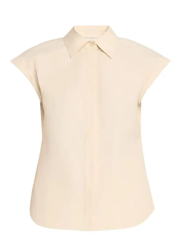 Lafayette 148 New York Fitted Cotton Shirt - Raffia