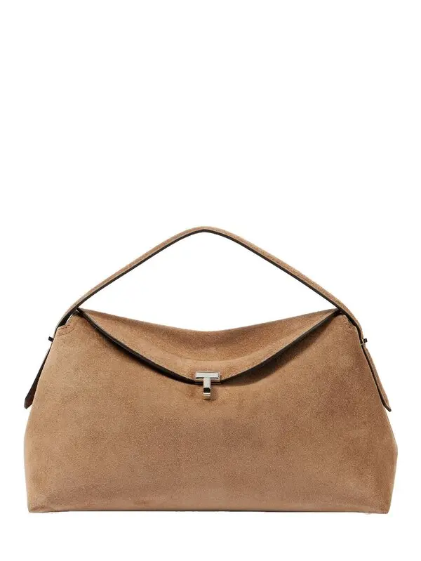 TOTEME T-lock Suede Tote Bag - Brown