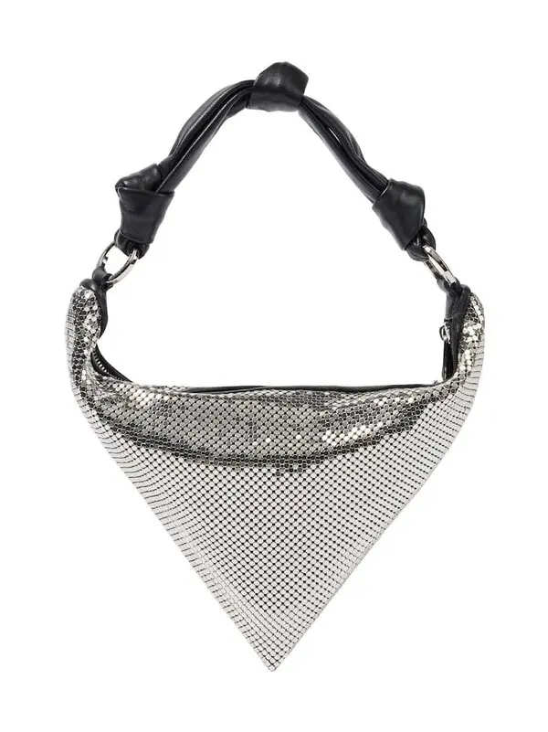 Amina Muaddi Cameron Mini Leather Shoulder Bag - Silver