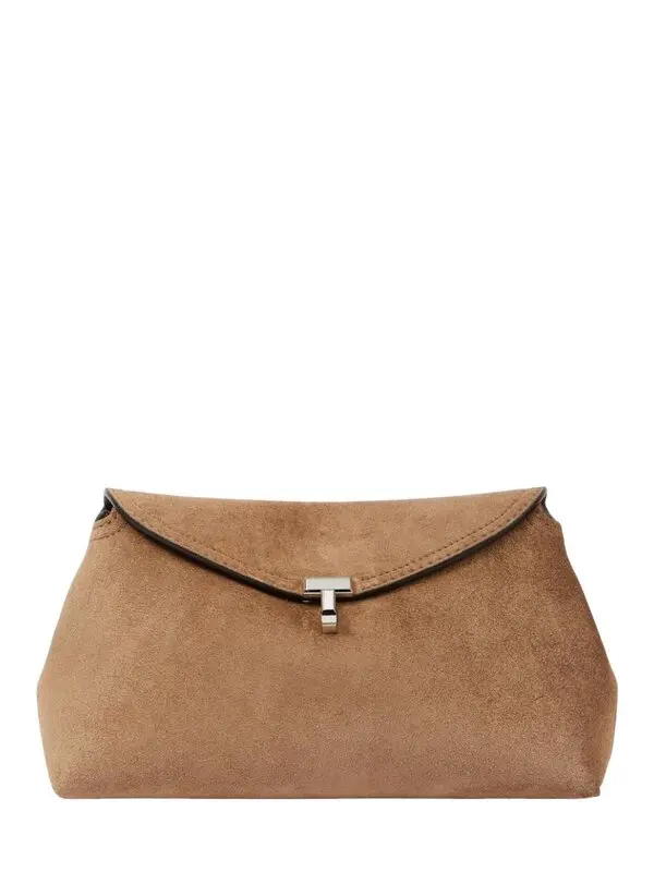 TOTEME T-lock Suede Clutch - Brown