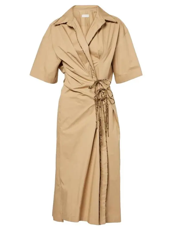 Dries Van Noten Cotton Wrap Dress - Beige