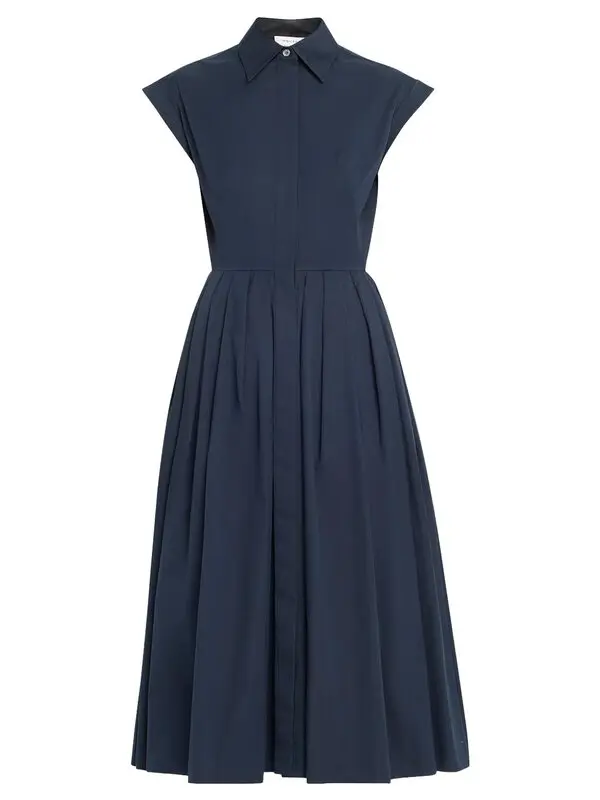 Alexander McQueen Cap-sleeve Pleated Shirtdress - Navy