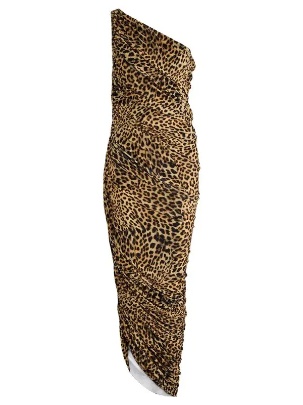 Norma Kamali Diana Xl Leopard Stretch-jersey Maxi Dress - Brown