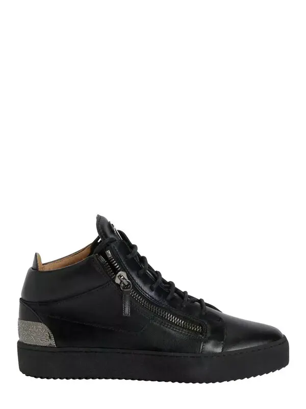 GIUSEPPE ZANOTTI Kriss Leather Mid-top Sneakers - Black