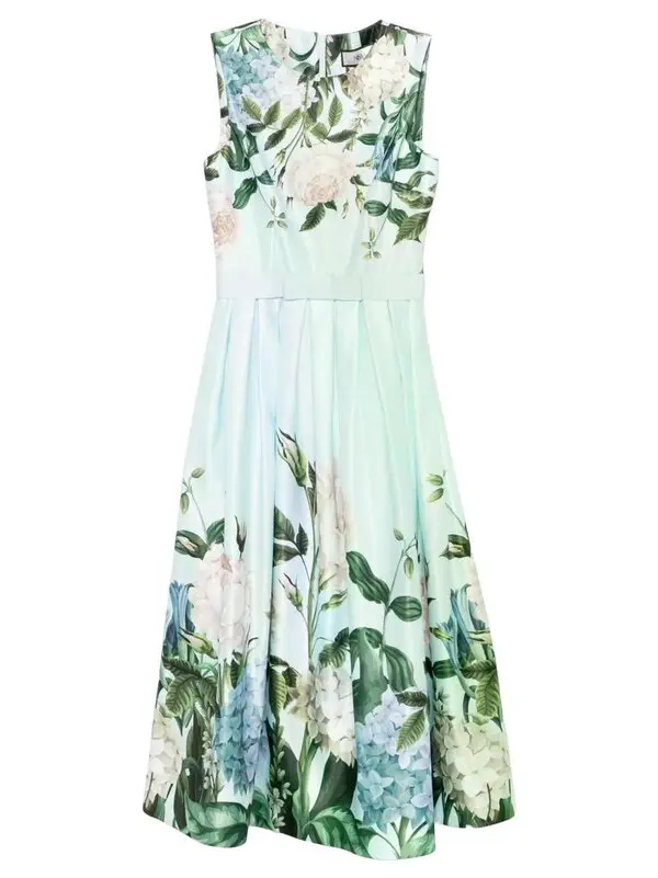 NISSA Floral-print Taffeta Midi Dress - Blue