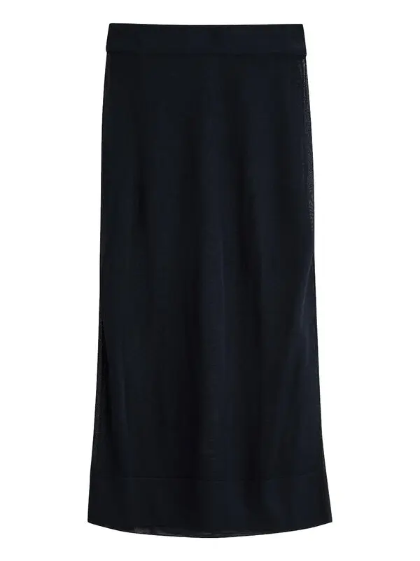 Saint Laurent Semi-sheer Knitted Midi Skirt - Navy