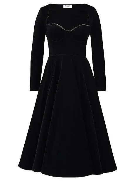 House Of Cb Mademoiselle Velvet Tulle Midi Dress - Black