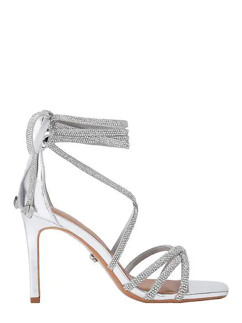 Carvela Paparazzi Tie Crystal-embellished Faux-leather Heels - Silver