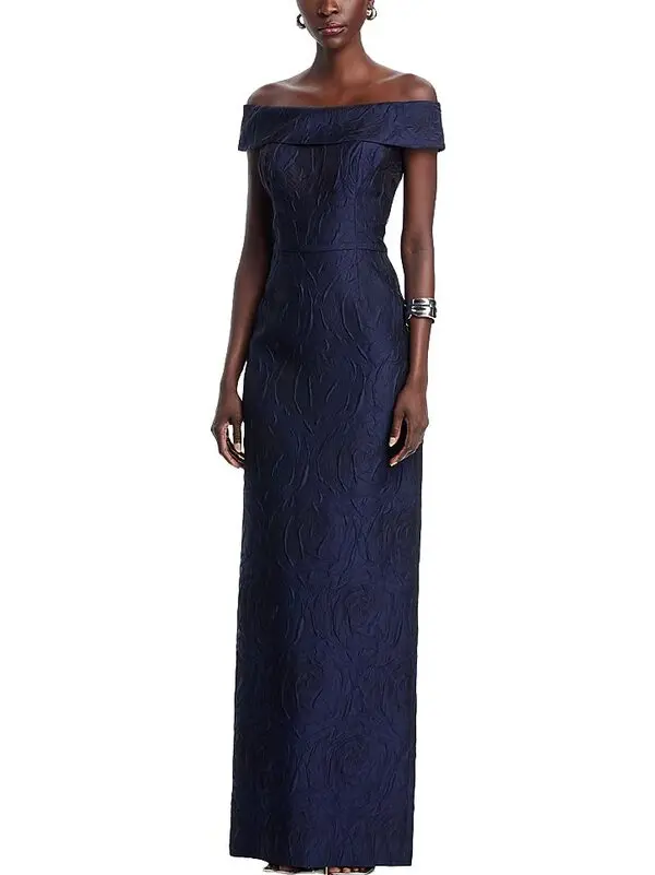 Rickie Freeman For Teri Jon Jacquard Gown - Navy