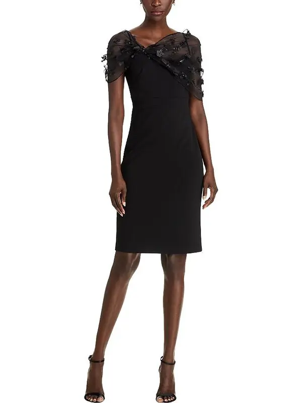 Eliza J Beaded Overlay Dress - Black