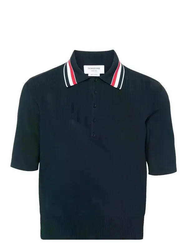 Thom Browne Rwb-stripe Polo Shirt - Blue
