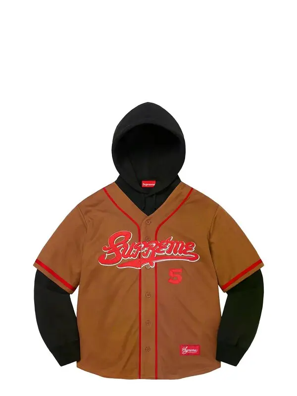 Supreme Baseball Jersey Hoodie - Brown