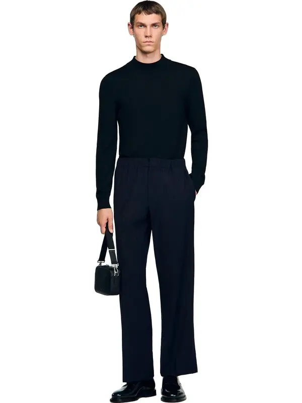 Sandro Wide-leg Trousers - Navy Blue