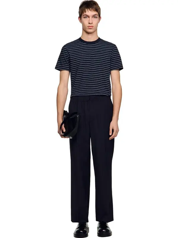 Sandro Wide-leg Trousers - Navy Blue