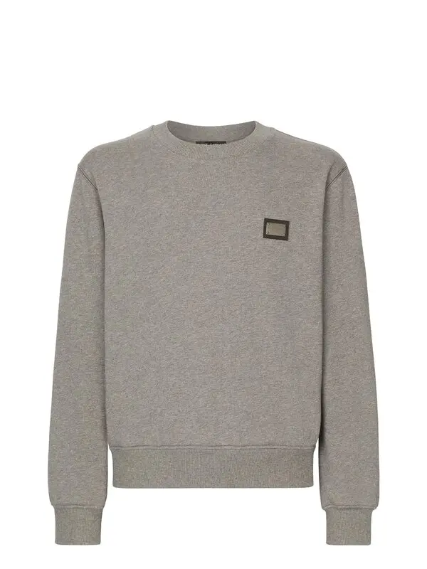 Dolce & Gabbana Jersey Sweatshirt With Branded Tag - Grey