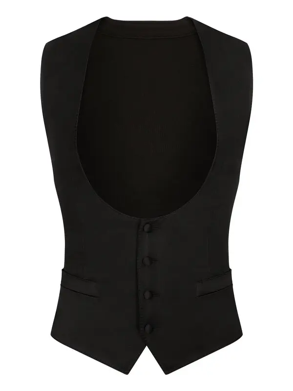 Dolce & Gabbana Single-breasted Silk Vest - Black