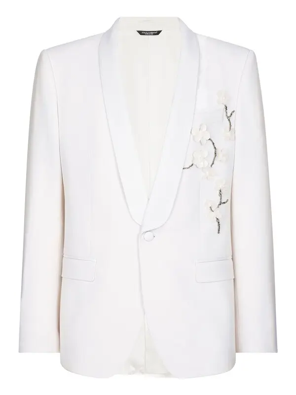 Dolce & Gabbana Single-breasted Martini-fit Jacket With Embroidery - White