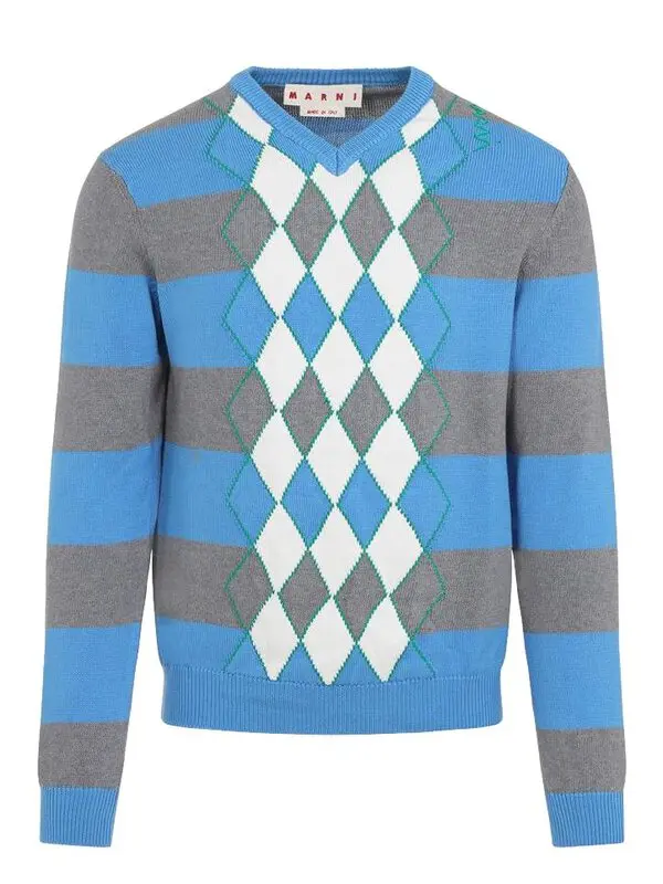 Marni Cotton V-neck Sweater - Blue