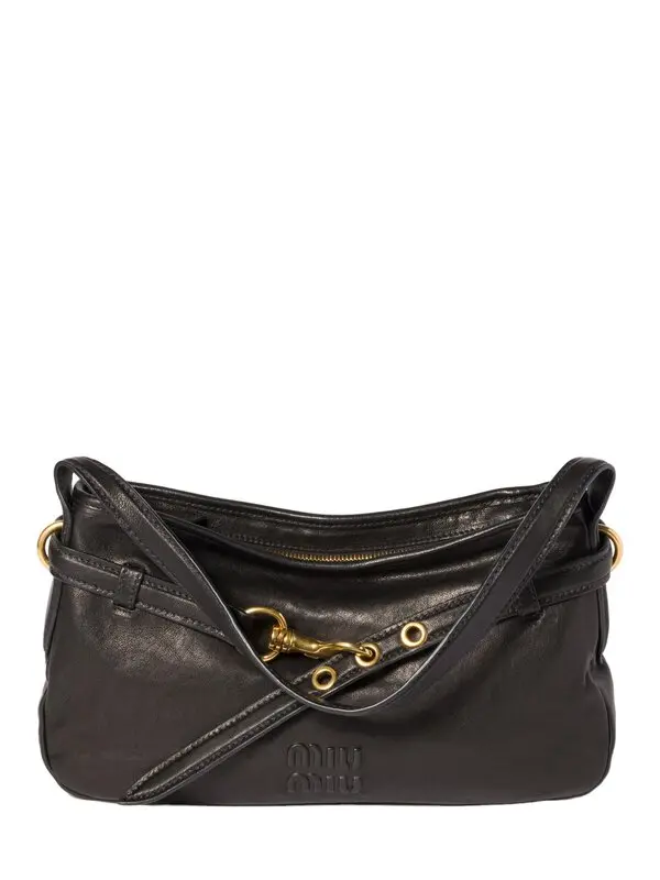 Miu Miu Aventure Nappa Leather Shoulder Bag - Black