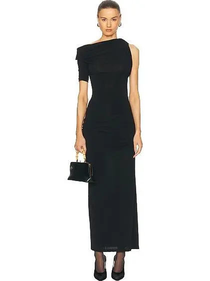 Jacquemus La Robe Drapeado Maxi Dress - Black