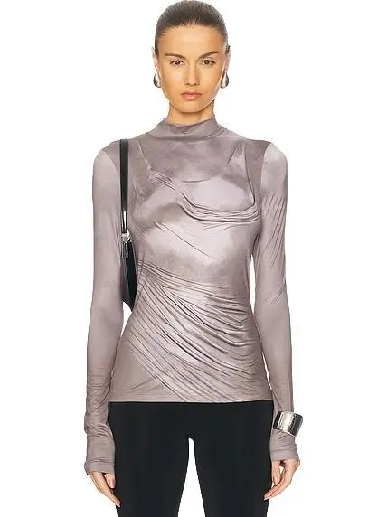 Balmain Draped Print Trompe L'oeil T-shirt - Gris Fonce