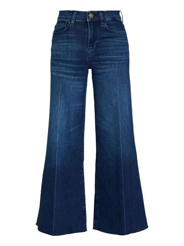 FRAME Le Palazzo Crop Highrise Wideleg Jeans - Dark Denim