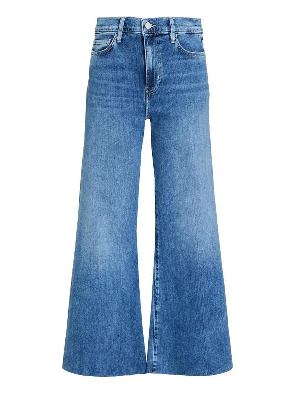FRAME Le Palazzo Crop Highrise Wideleg Jeans - Mid Denim