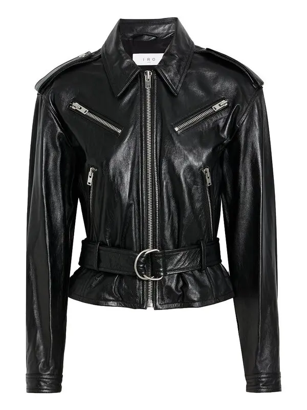 IRO PARIS Leom Belted Leather Biker Jacket - Black