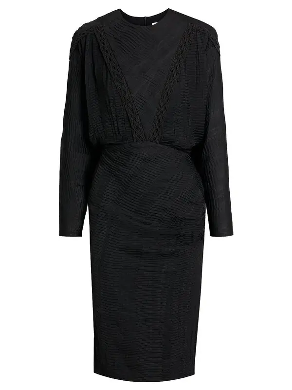 IRO PARIS Nicoa Draped Plissé Midi Dress - Black