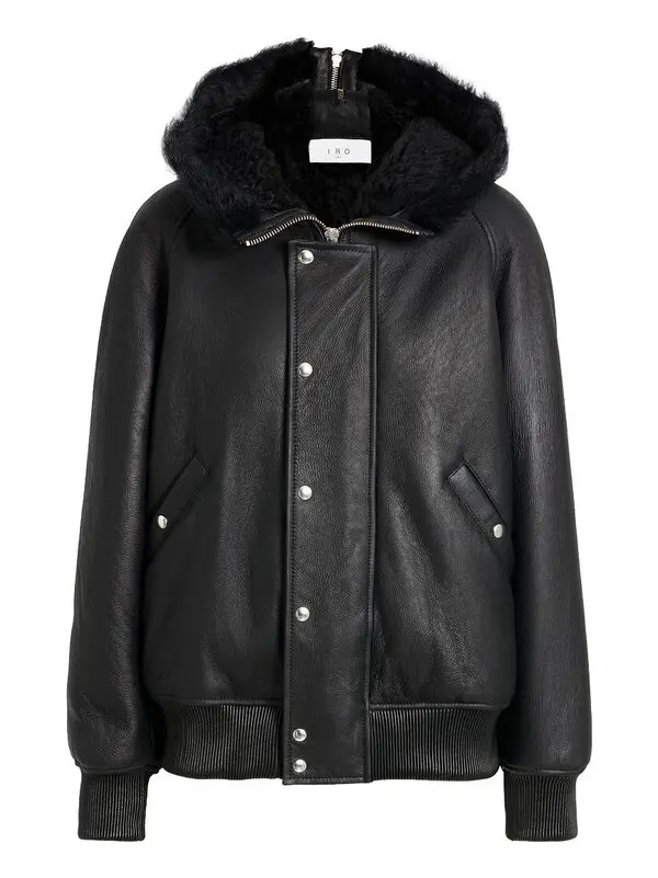 IRO PARIS Inesh Shearling Hooded Jacket - Black
