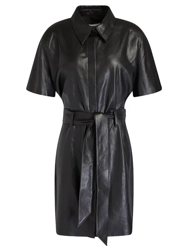Nanushka Belted Mini Shirt Dress - Black