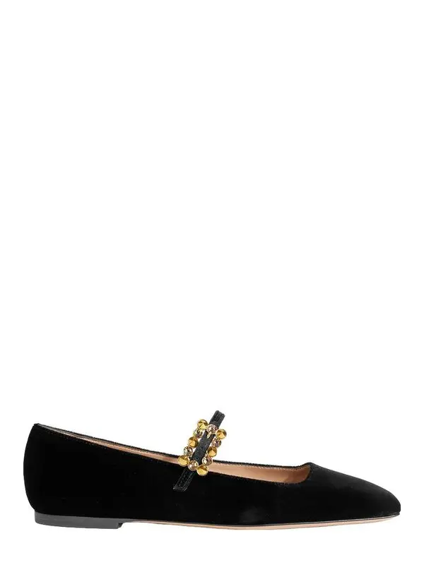 GIANVITO ROSSI Wondy Velvet Ballet Flats - Black