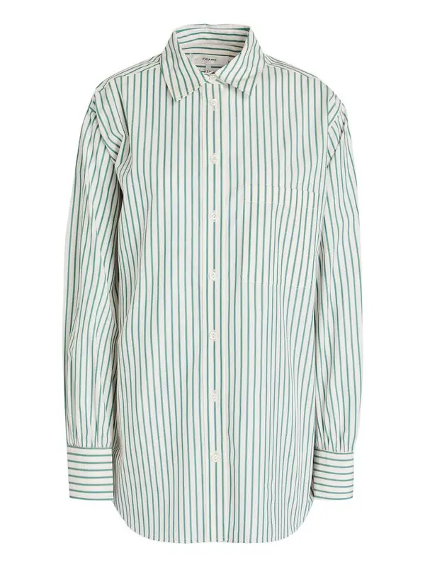 FRAME Striped Cotton Oxford Shirt - Jade