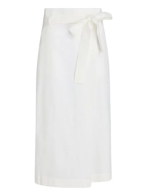 A.emery Ven Belted Cotton-seersucker Midi Skirt - White