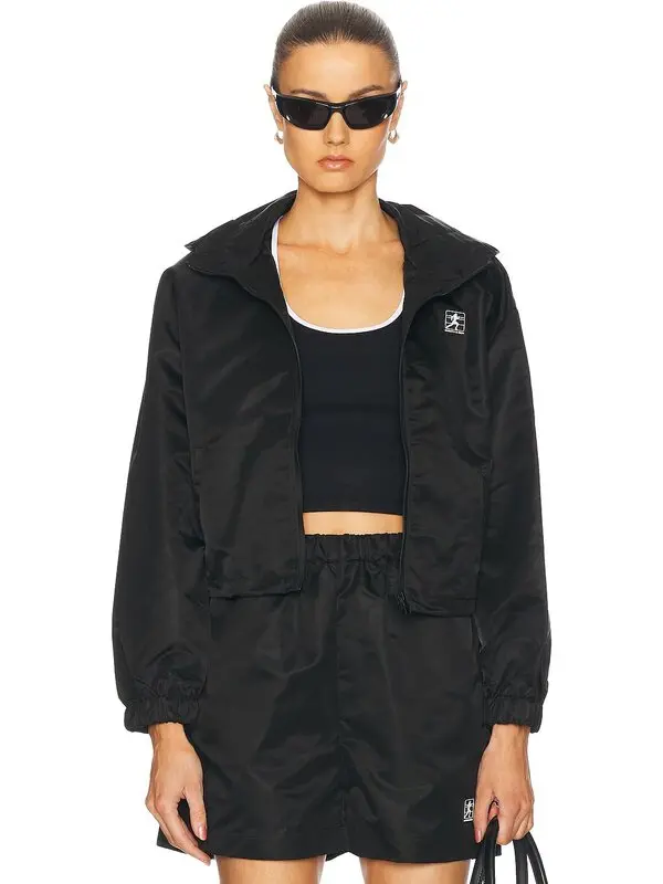 SPORTY & RICH Running Windbreaker Jacket - Black
