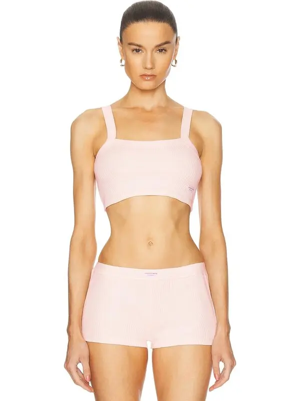 Alexander Wang Cropped Waffle Cami Top - Pearl
