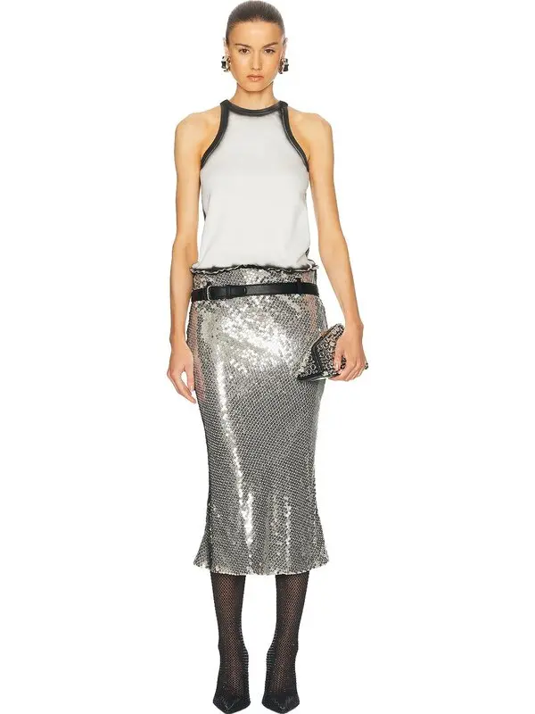 Attico Midi Dress - White & Silver