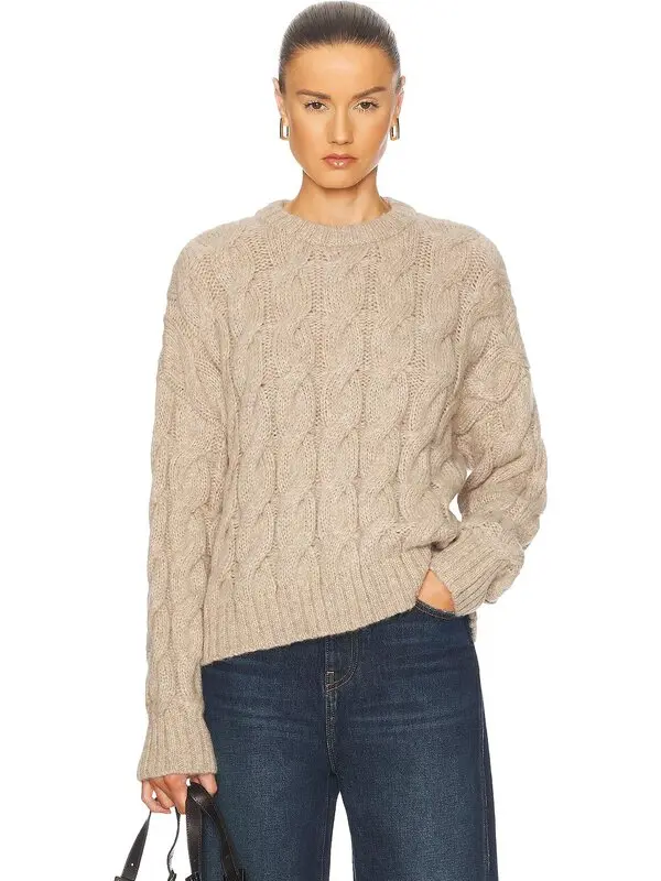 Jenni Kayne Cable Serena Crewneck Sweater - Oatmeal
