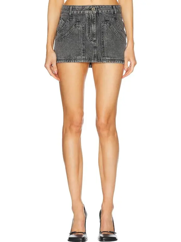 Attico Mini Denim Skirt - Black