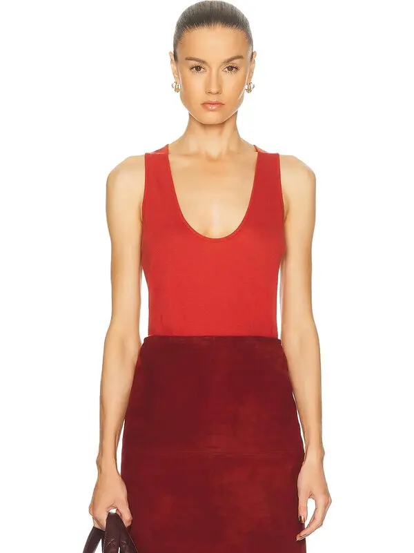 Loulou De Saison Albia Loose Fit U-neck Tank Top - Red