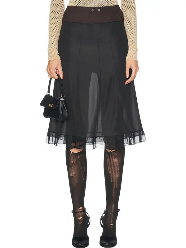 MAISON MARGIELA Sheer Midi Skirt - Black & Brown