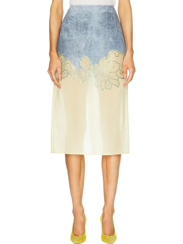 Brandon Maxwell The Jolie Skirt - Denim & Yellow