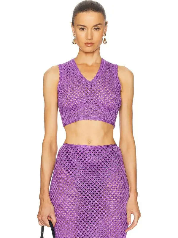 Dolce & Gabbana Crochet Cropped Top - Purple