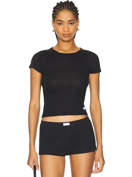 Alexander Wang Hotfix Short Sleeve Crewneck Tee - Black
