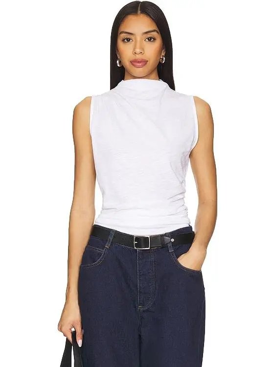 Goldie Sleeveless Draped Top - White
