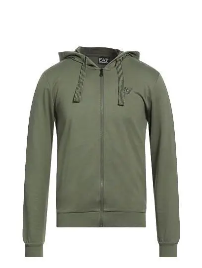 EA7 Cotton French Terry Zip-up Sweatshirt - Green