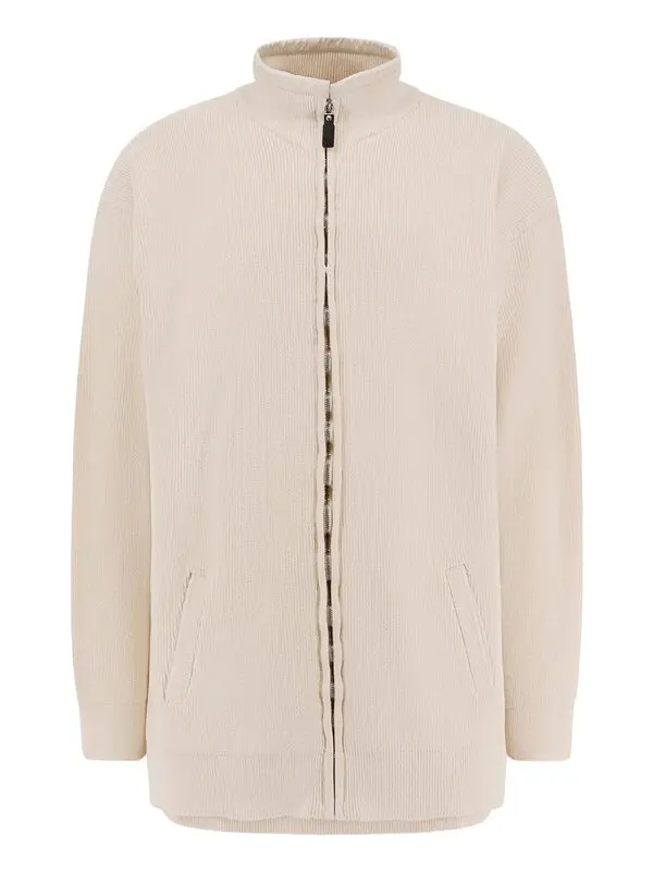 Balenciaga Intertwined Cardigan With Bb Garderobe Motif - Beige
